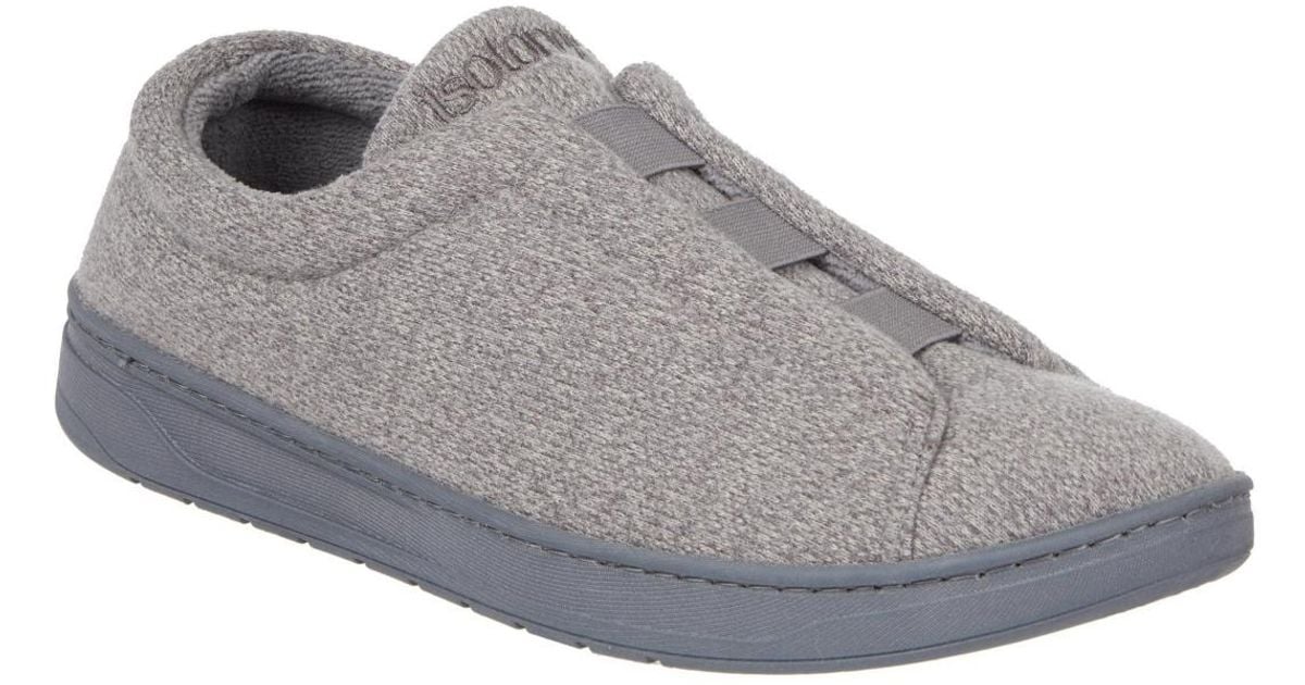 Isotoner Heathered Knit Brady Closed Back Slippers in Gray for Men | Lyst