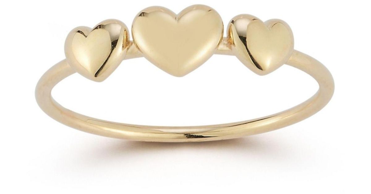Rachel Zoe Fine Jewelry Triple Puffed Heart Ring in Metallic | Lyst