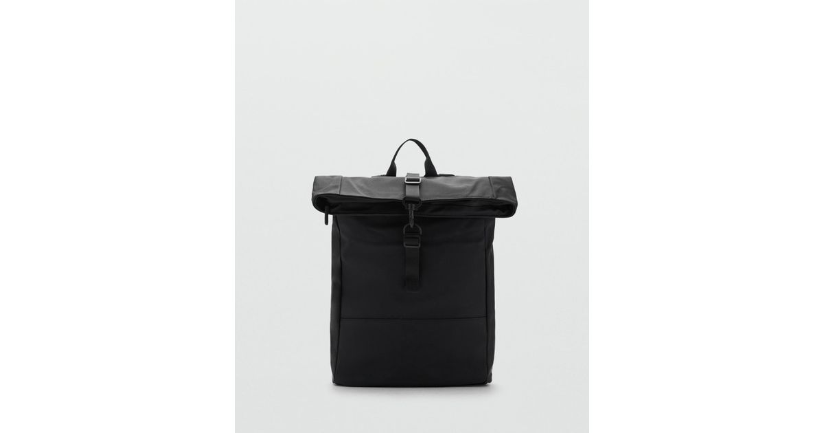 Mango Flap Closure Rubberized Backpack in Black for Men | Lyst