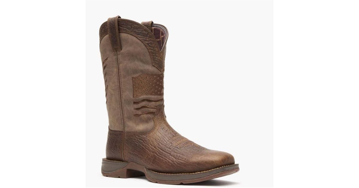 Durango Rebel By Brown Distressed Flag Embroidery Western Boot for Men ...