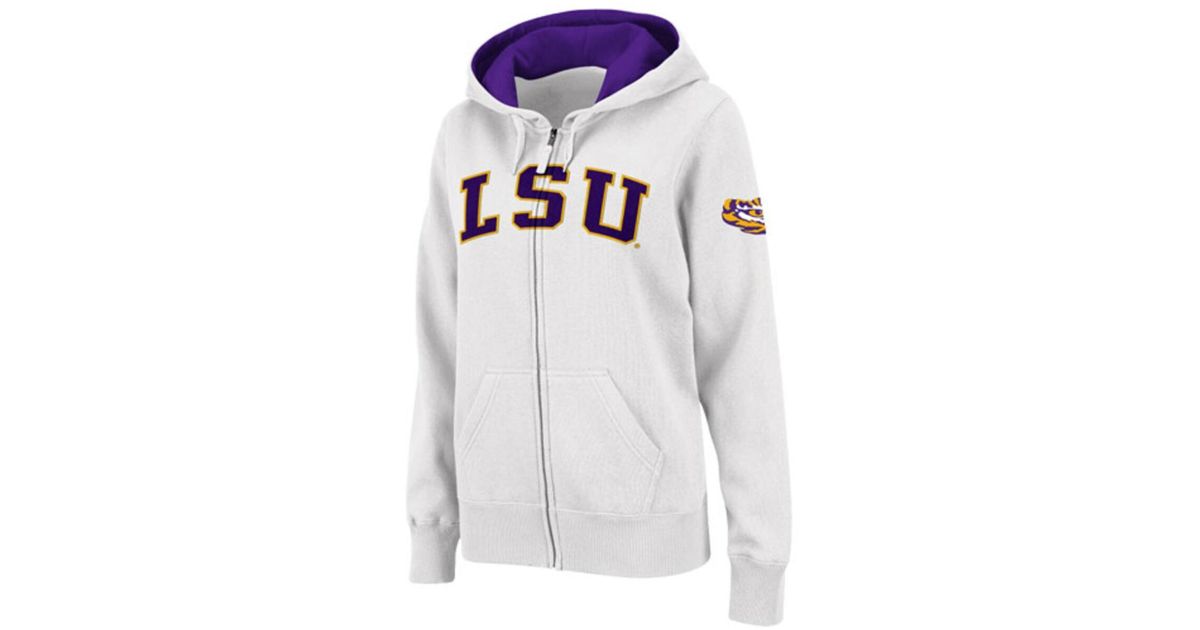 Colosseum Athletics Lsu Tigers Arched Name Full-zip Hoodie in White | Lyst