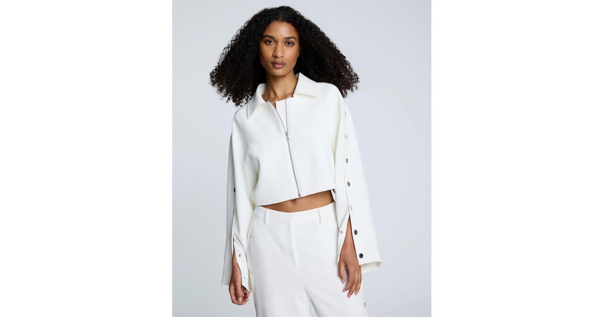 Kenneth Cole Zip-front Snap-arm Jacket in White | Lyst