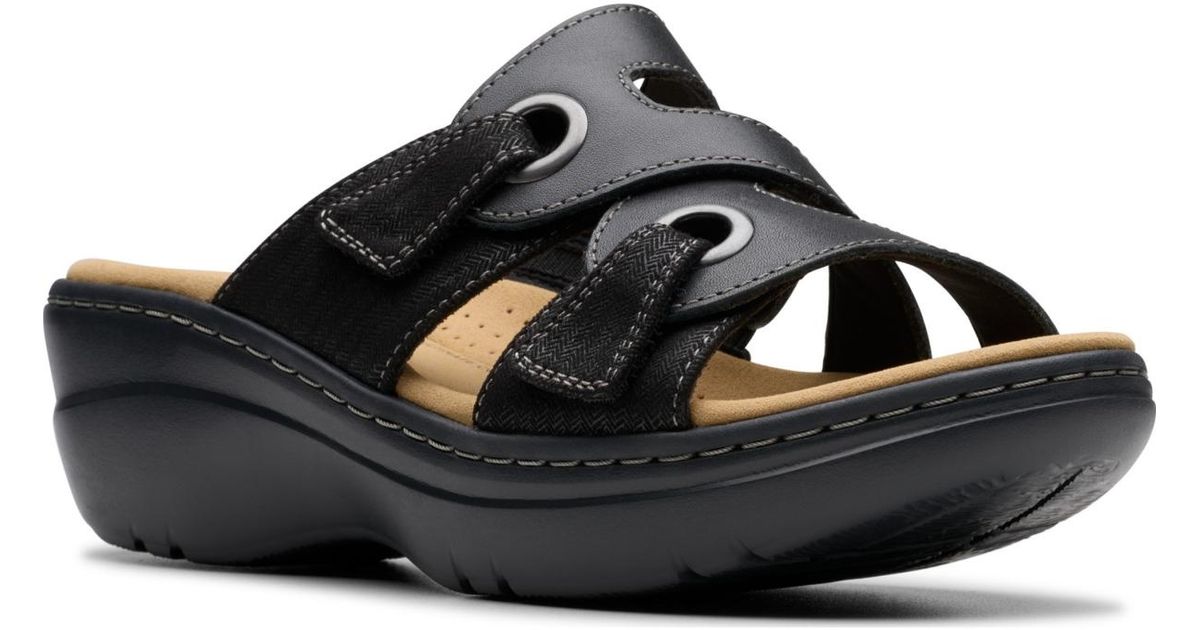 Clarks Collection Merliah2 Cove Wedge Sandals in Black | Lyst