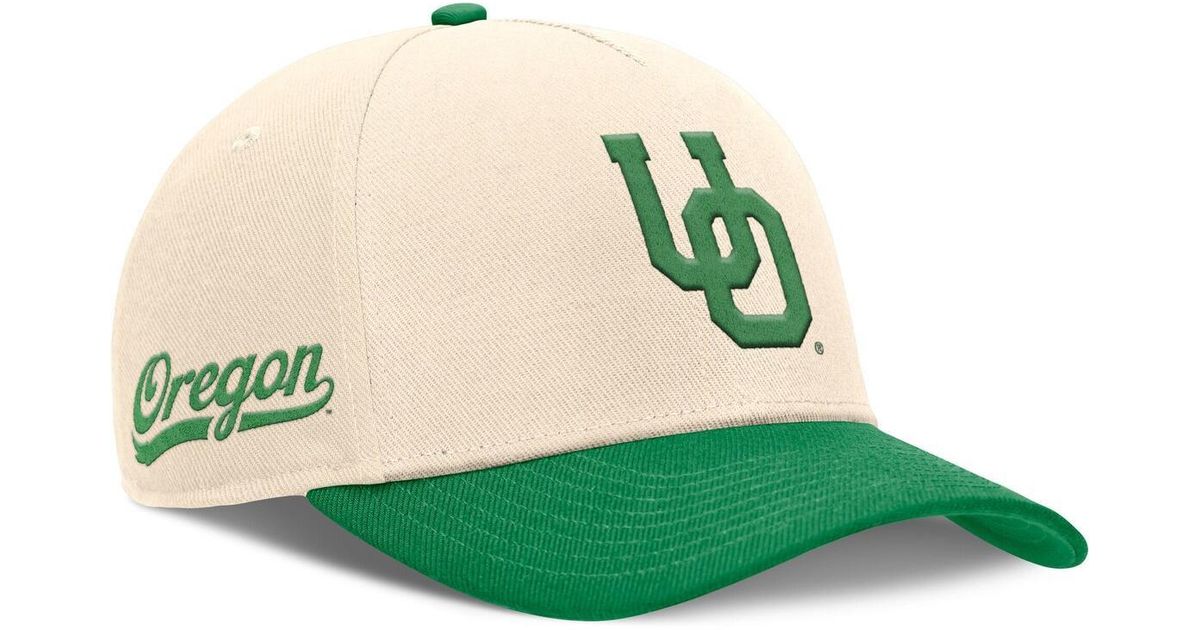 Nike Natural/green Oregon Ducks Academic Rise Dri-fit Adjustable Hat ...