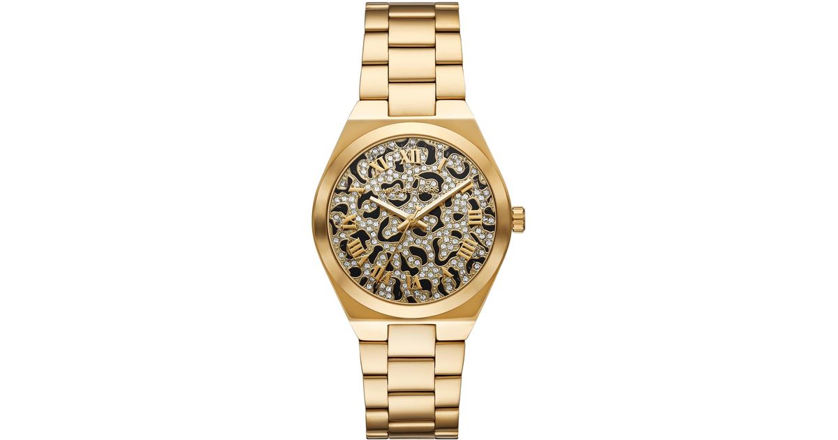 Michael Kors Mk Lennox Animal Pavé-Tone Watch in Metallic | Lyst