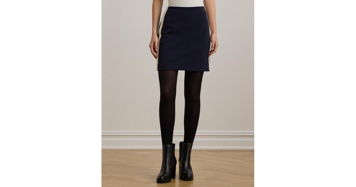 Ralph Lauren Two-tone Pencil Miniskirt in Blue | Lyst