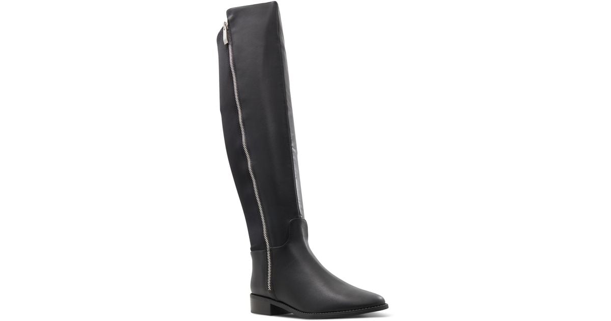 ALDO Zipper Faux Leather Knee-High Boots in Black | Lyst