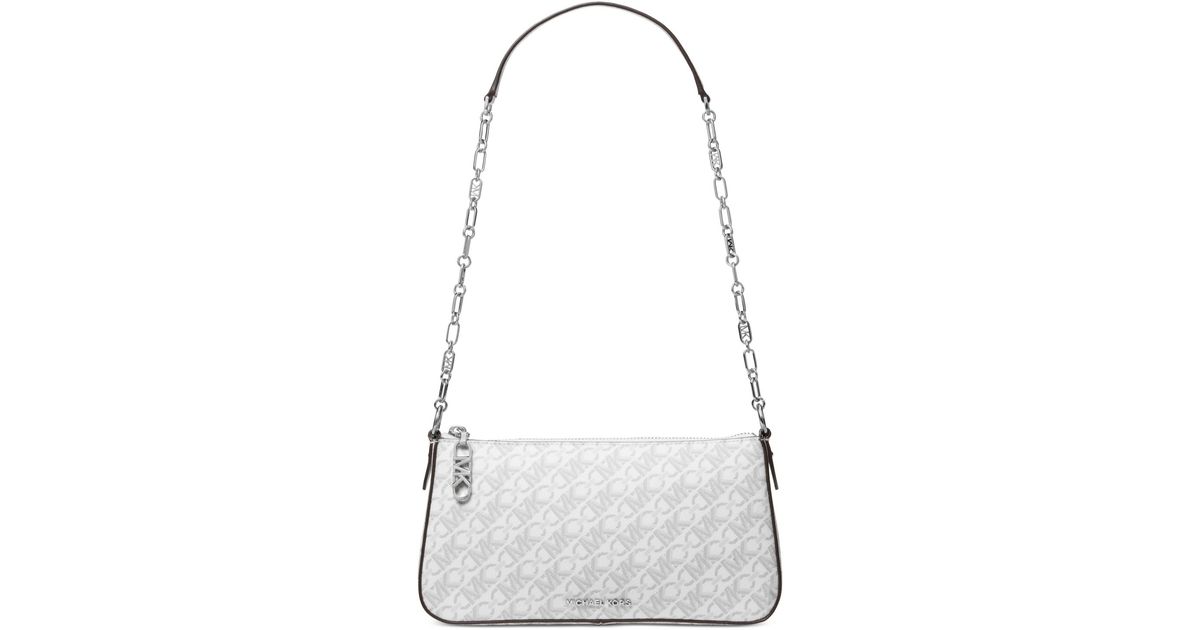 Michael Kors Michael Empire Logo Medium Chain Pouchette in White | Lyst
