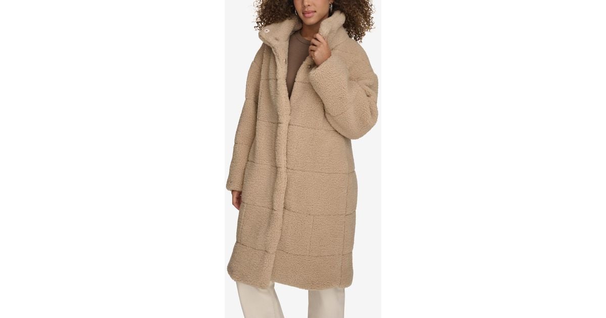 Levi's Long Quilted Teddy Coat in Natural | Lyst