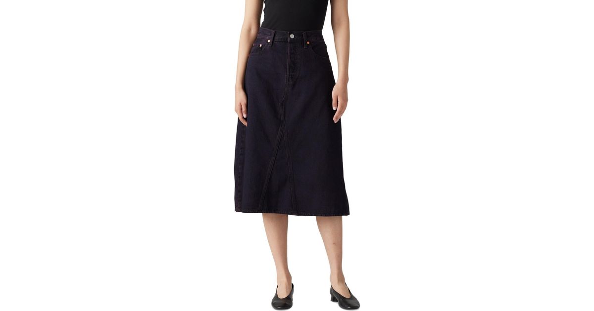 Levi's High Rise A-line Deconstructed Denim Skirt in Black | Lyst