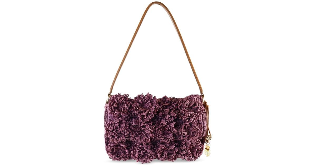 Sam Edelman Phoebe Small Raffia Shoulder Flap Shoulder Bag in Purple | Lyst