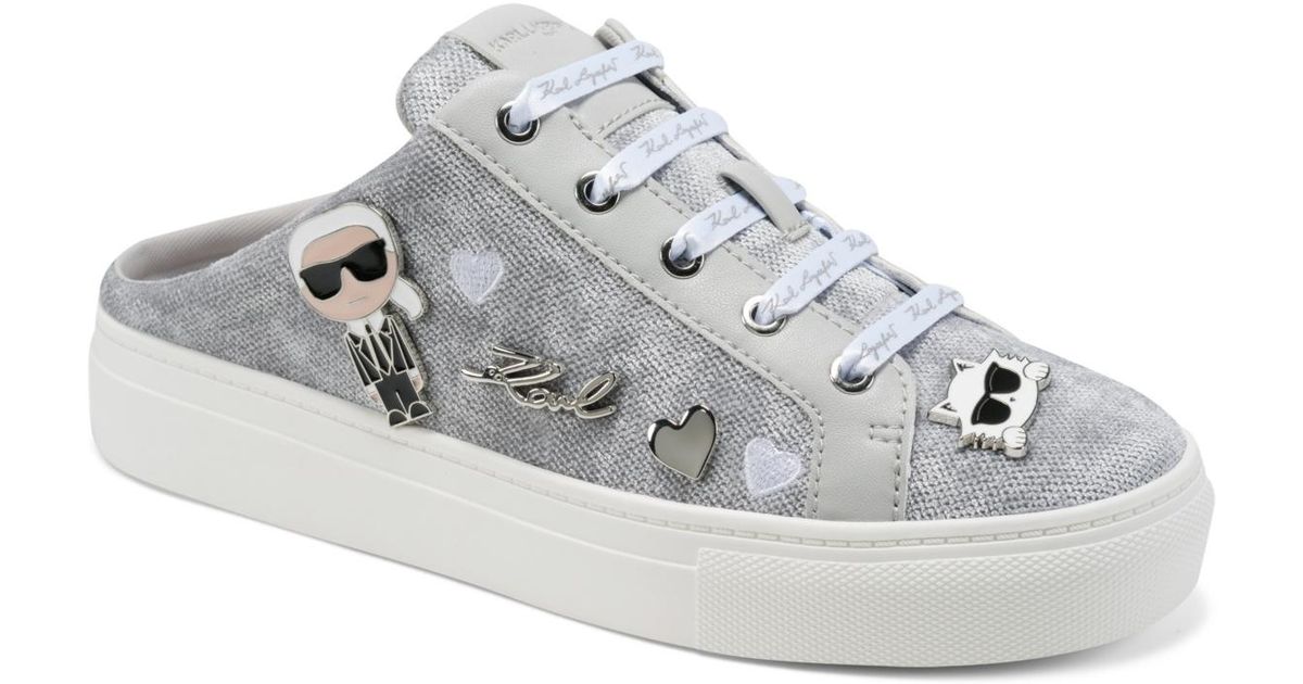 KARL LAGERFELD Paris Cambria Slip On Sneaker Mule With Pins in Gray | Lyst
