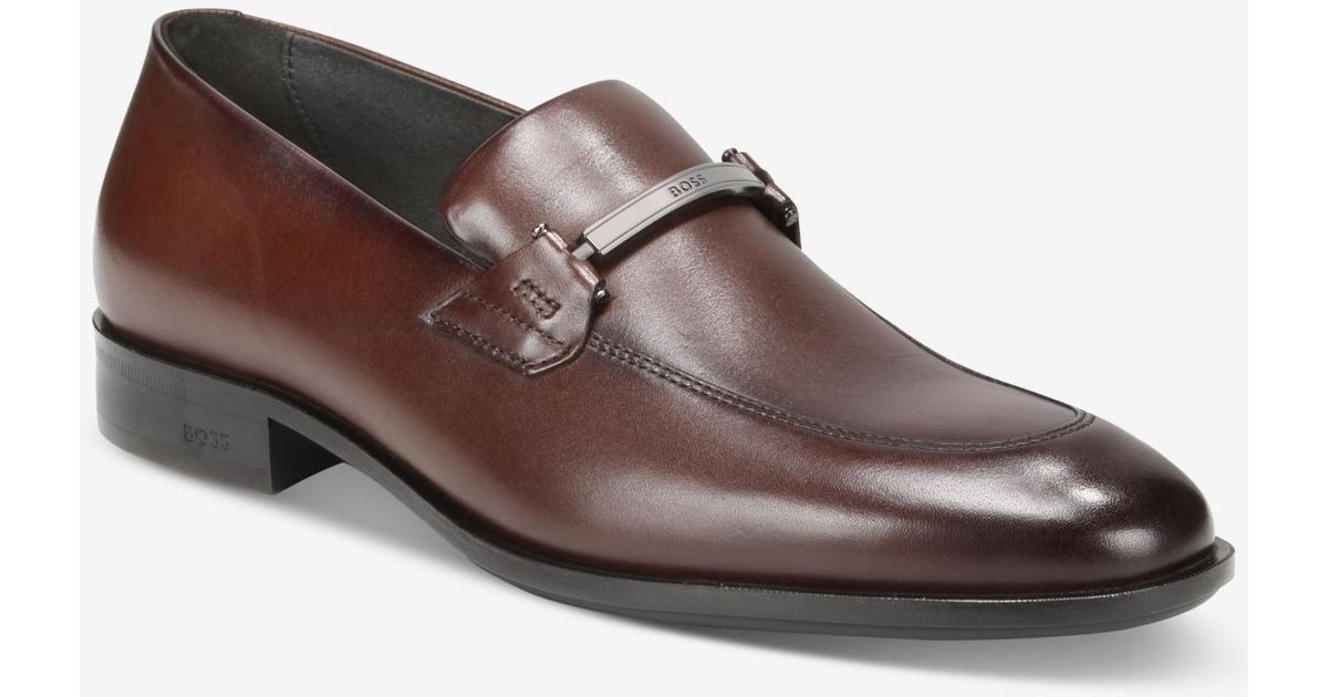 BOSS Colby Italian Leather Bit Loafers in Brown for Men | Lyst