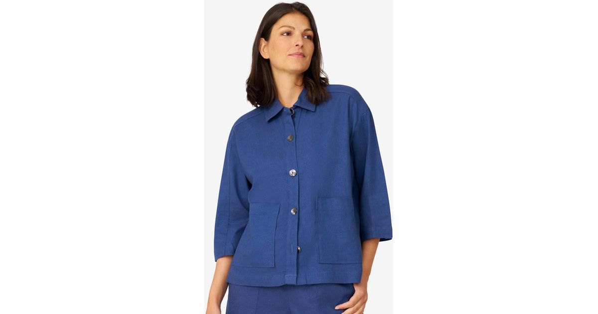Cable & Gauge Patch Pocket Linen Blend Jacket in Blue | Lyst