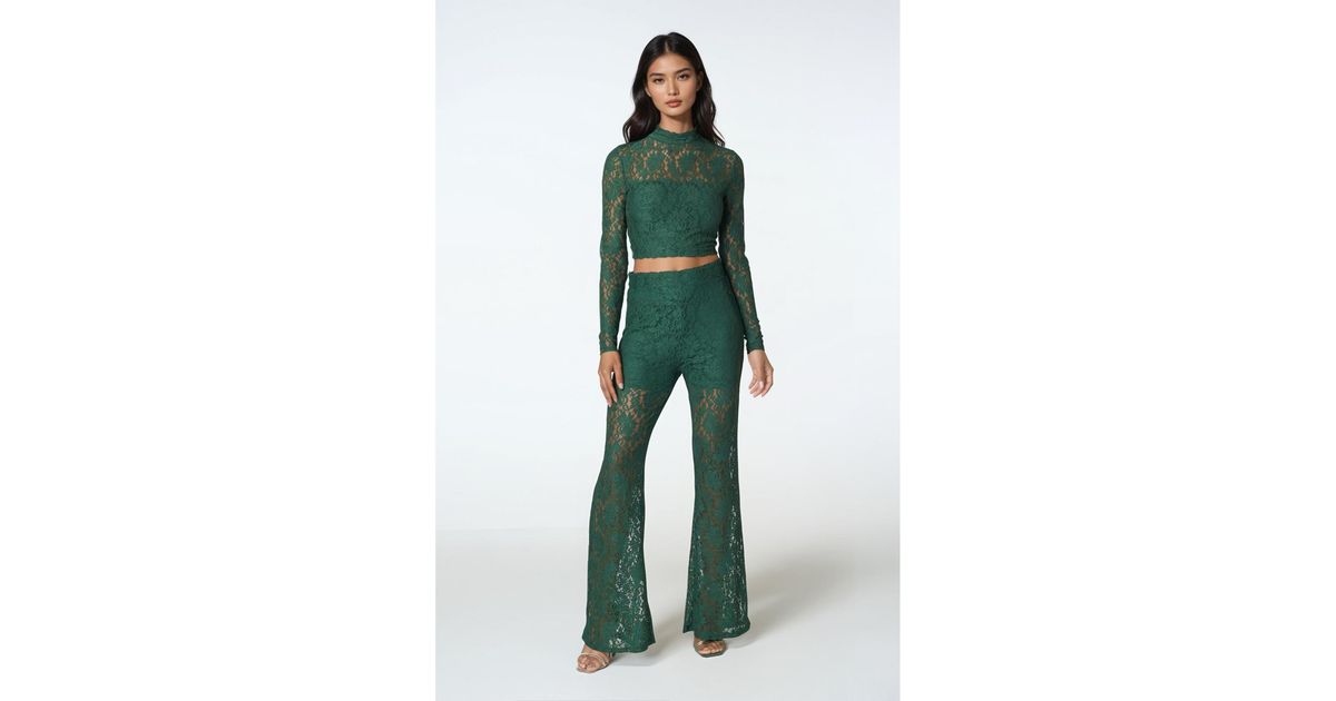 Bebe Two Piece Lace Jumpsuit in Green | Lyst