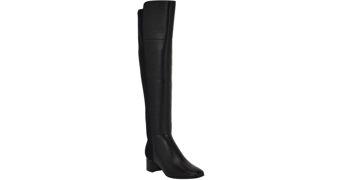 Calvin Klein Pammie Block Heel High Shaft Dress Boots in Black | Lyst