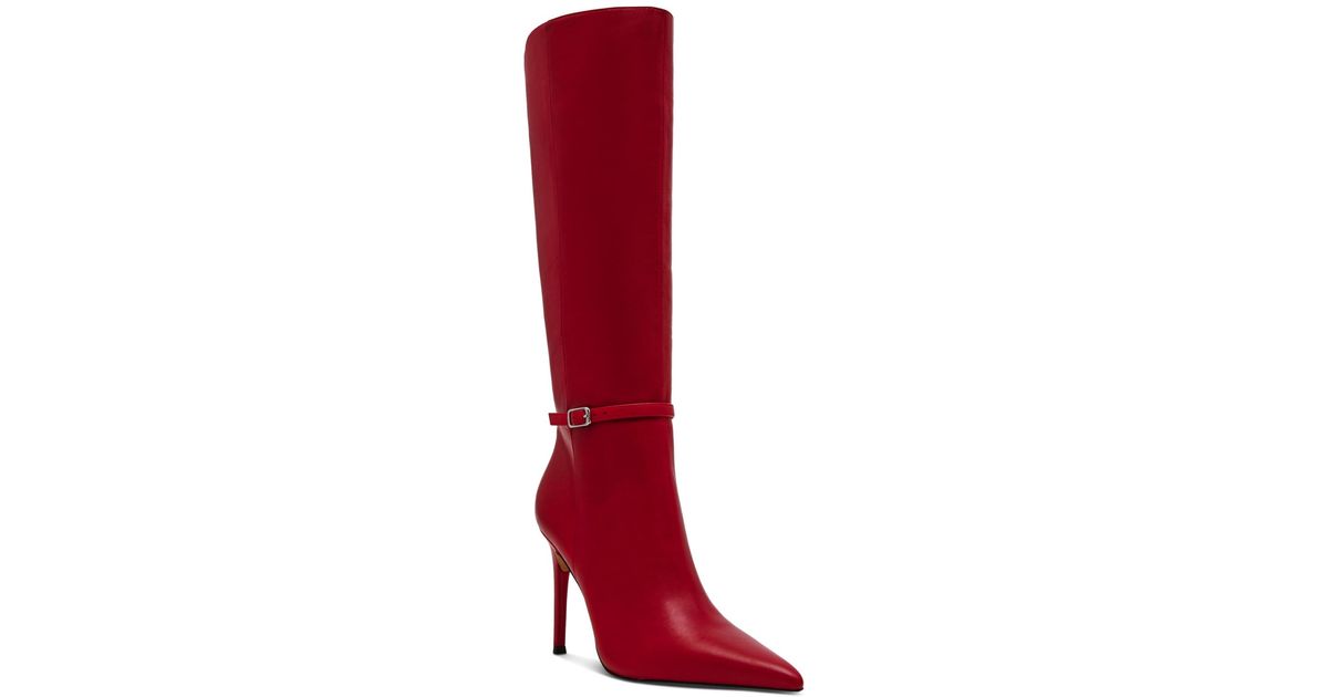 Steve Madden Voca Wide-calf Stiletto Tall Dress Boots in Red | Lyst