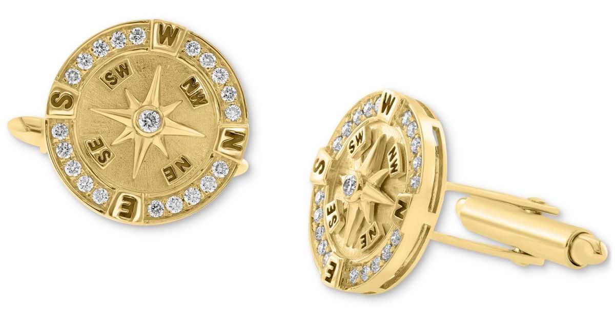 Effy Effy Diamond Compass Cufflinks (3/8 Ct. T.w. in Metallic for Men ...