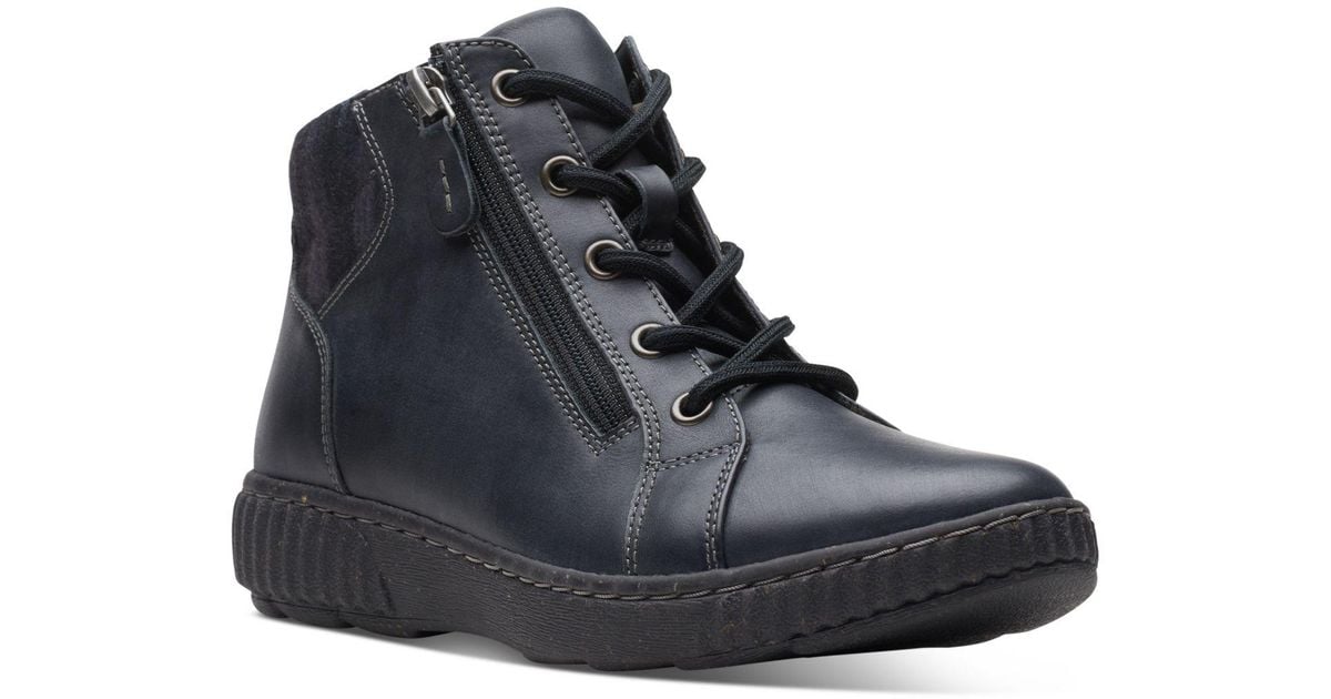 Clarks Suede Caroline Park Lace-up Sneaker Booties in Black Leather ...