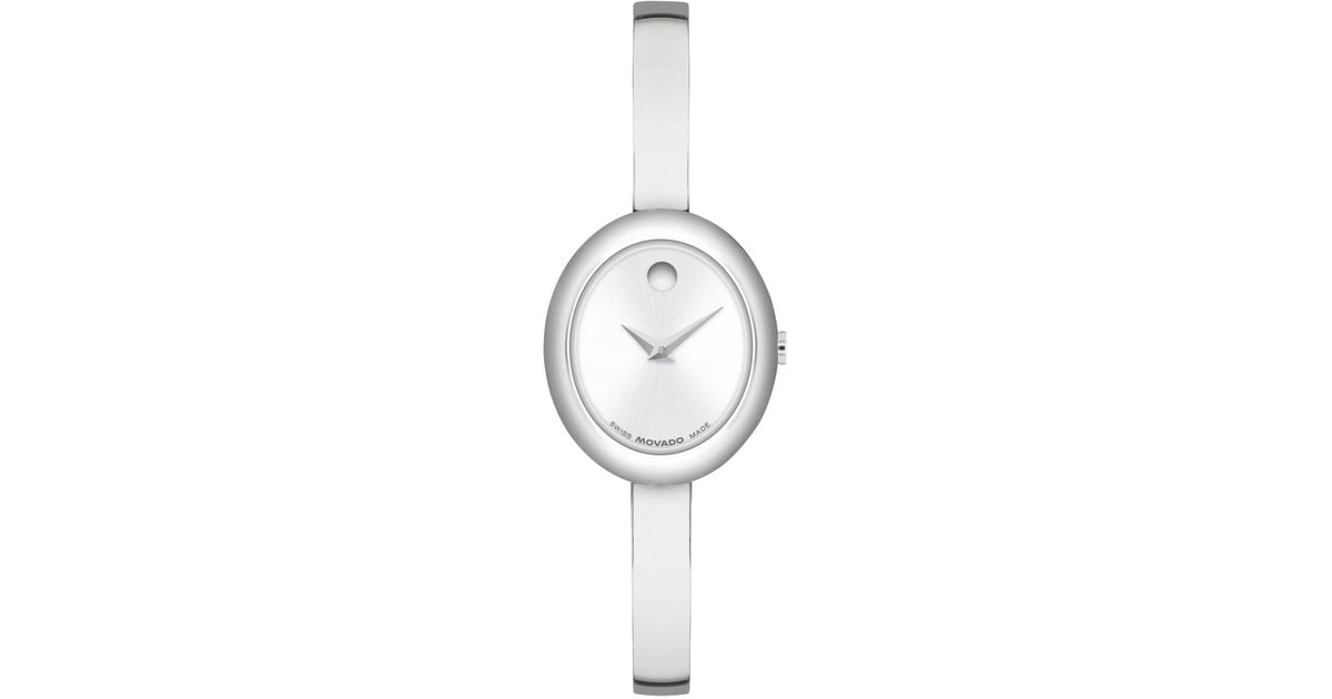 Movado Museum Oval Bangle Swiss Quartz Stainless-steel Watch in White ...