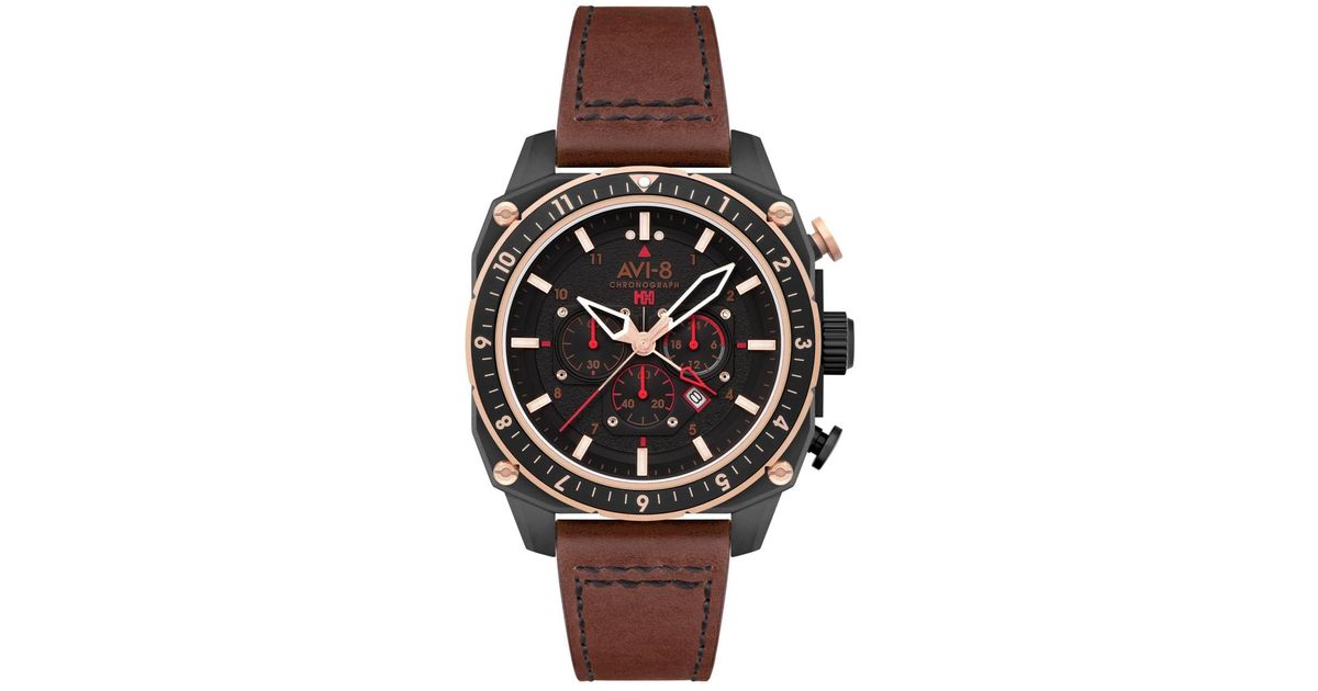 AVI-8 Hawker Hunter Atlas Dual-time Chronograph Brown Leather Strap ...
