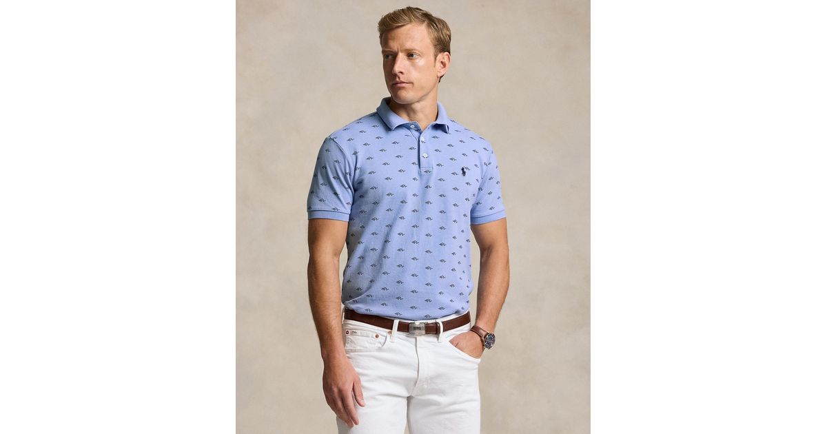 Polo Ralph Lauren Classic-fit Monogram Stretch Polo Shirt in Blue for ...