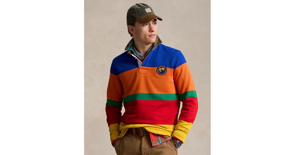 Polo Ralph Lauren Classic-fit Striped Fleece Rugby Shirt in Blue for ...