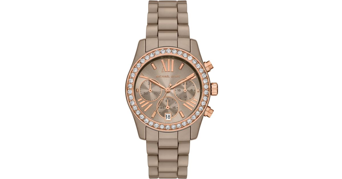 Michael Kors Lexington Chronograph Ceramic Watch in Natural | Lyst