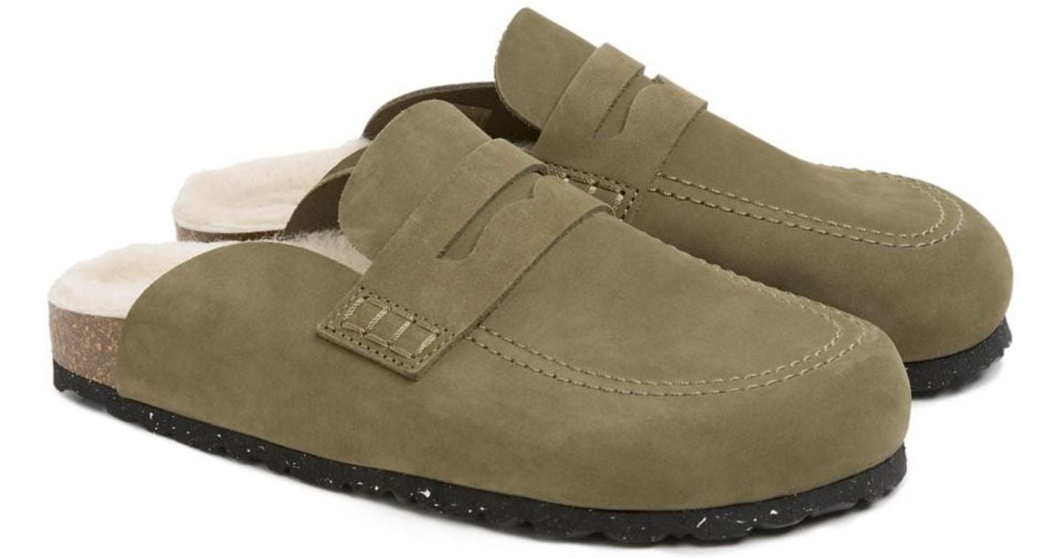 Celtic & Co. Sheep Lined Penny Loafer Clog in Green | Lyst