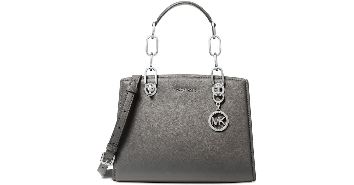 Michael Kors Michael Cynthia Small North South Leather Satchel in Black ...