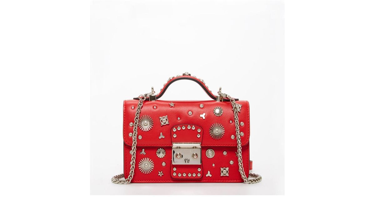 Susu Studded Small Leather Crossbody Bag Red Purse Handbag | Lyst