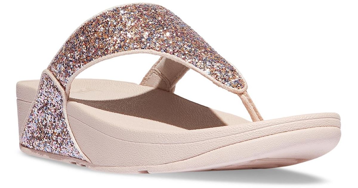Fitflop Lulu Multi-tonal Glitter Wedge Sandals in Pink | Lyst