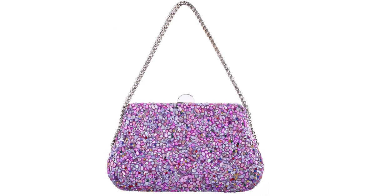 Nina Rock Candy Minaudiere Crystal Lift Lock Clutch in Purple | Lyst