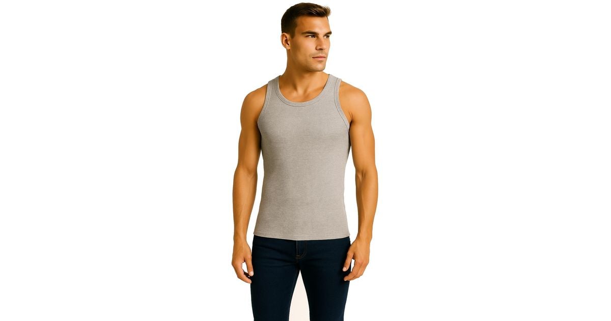 Galaxy By Harvic Heavyweight Ribbed Tank Top in Gray for Men | Lyst