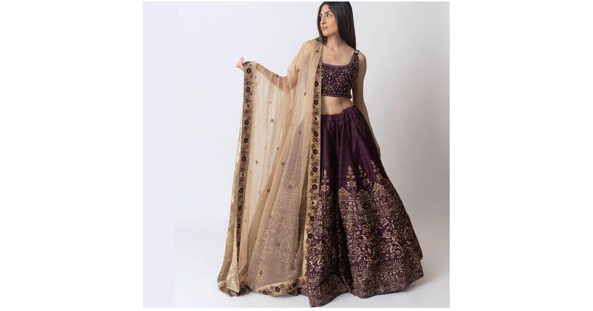 Ras Raw Silk Lehenga Choli Set With A Cluster Of Multi Colored Resham ...