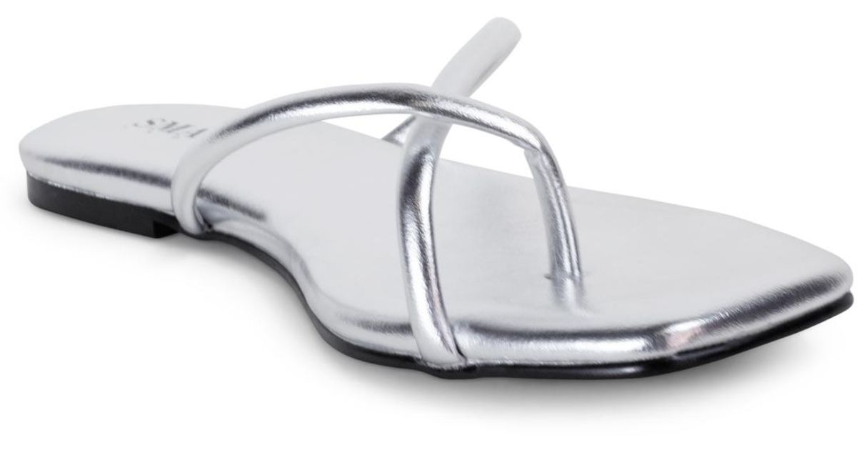 SMASH Shoes Celine Criss-cross Slip On Square Toe Flat Sandals in White ...