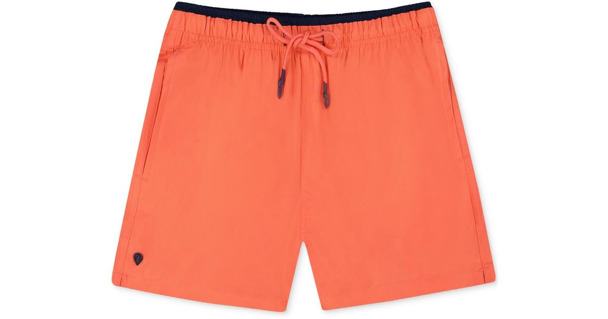 Sunset and Vine Solid Woven Swim Trunks in Orange for Men | Lyst