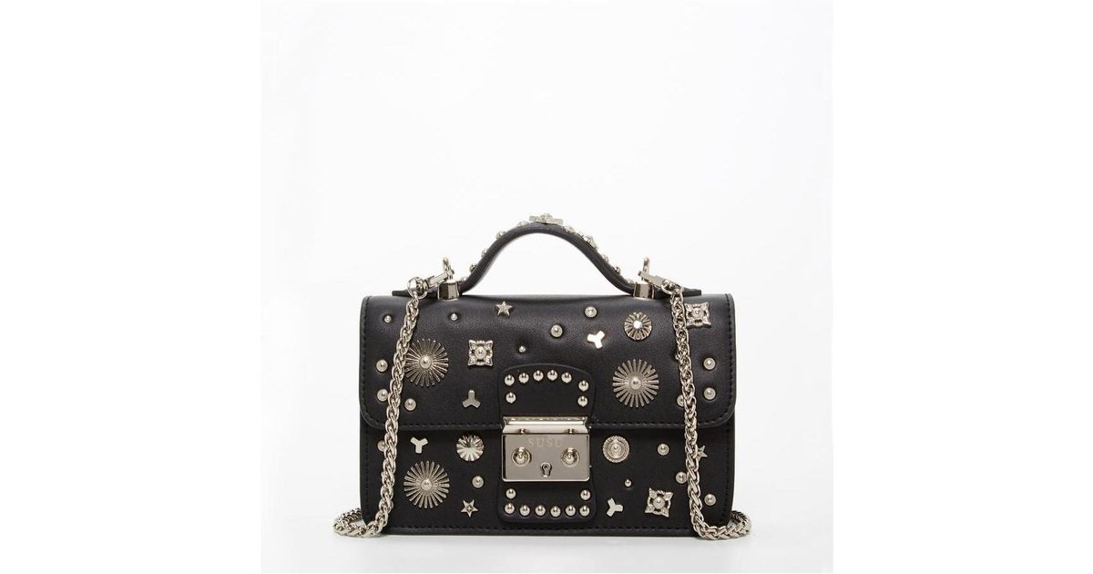 Susu Studded Small Leather Crossbody Bag Black Purse Handbag | Lyst