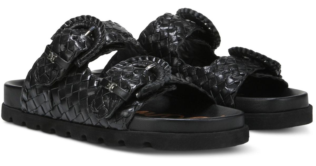Sam Edelman Tiffanie Slide Flat Sandals in Black | Lyst