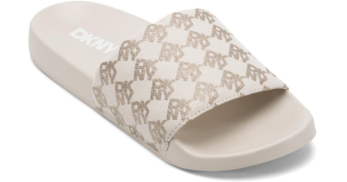 DKNY Zella Slide Slip-on Flats Sandals in White | Lyst