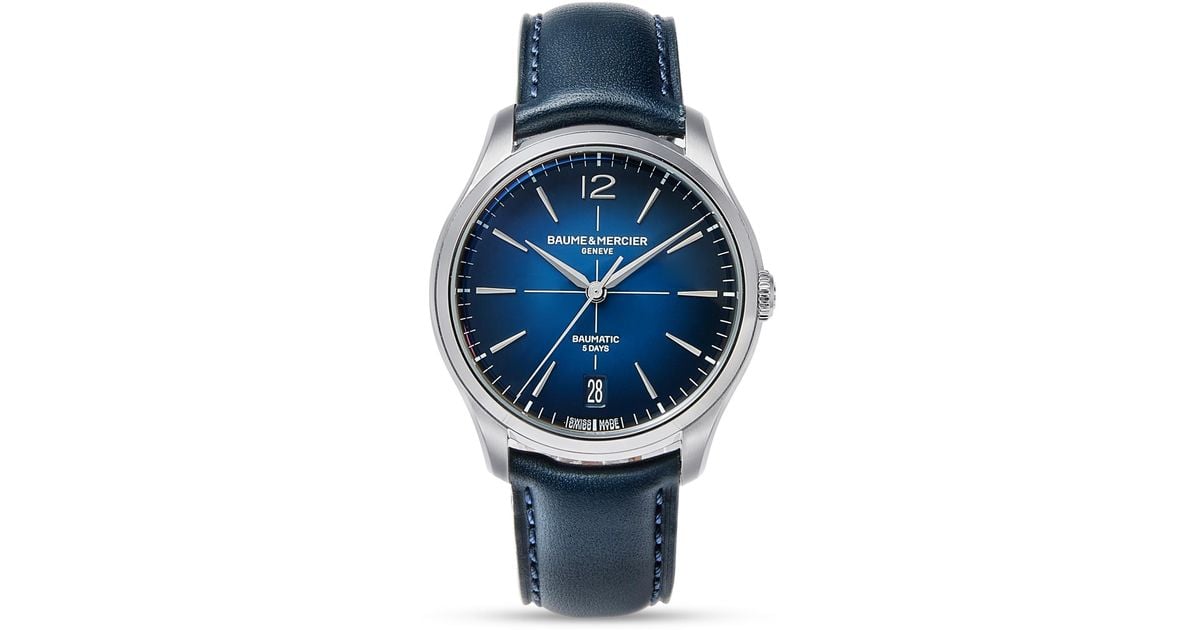 Baume & Mercier Swiss Automatic Clifton Leather Strap Watch 39mm in ...
