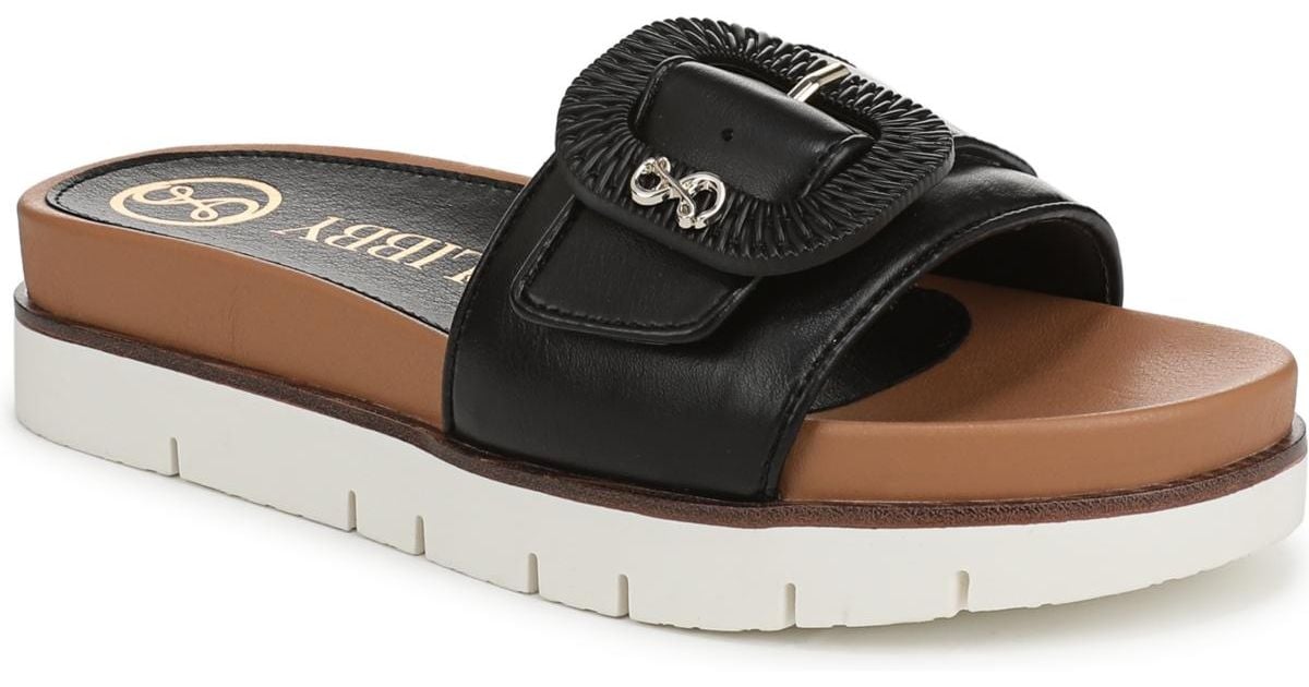 Sam & Libby Andi Buckle Platform Footbed Sandals in Black | Lyst