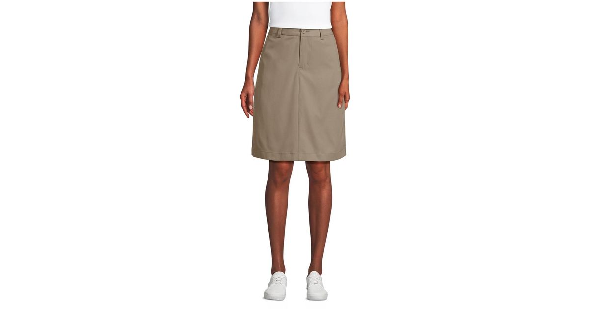 Lands' End Active Performance Chino Skort Top Of The Knee in Natural | Lyst