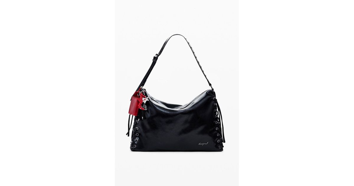 Desigual Large Shiny Woven Bag, Polyurethane in Black | Lyst