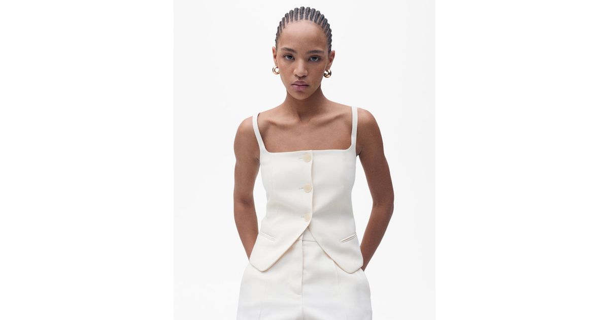 Mango Open Back Suit Vest in White | Lyst