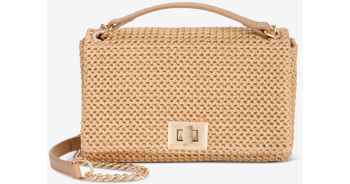 INC International Concepts Ajae Small Flap Straw Crossbody in Natural ...