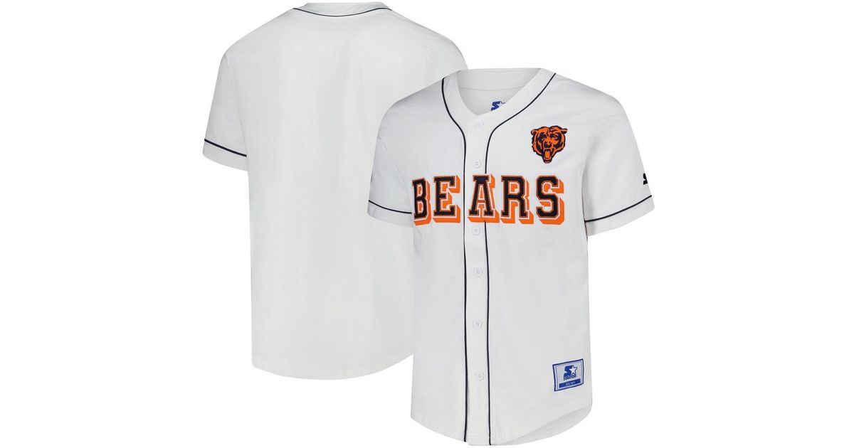 Starter Chicago Bears Relay Full-button Baseball Jersey in White for ...
