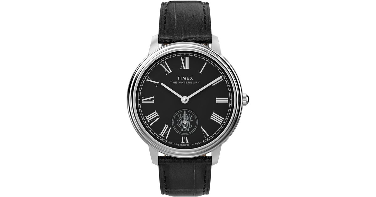 Timex Quartz Analog Leather Watch in Black for Men | Lyst