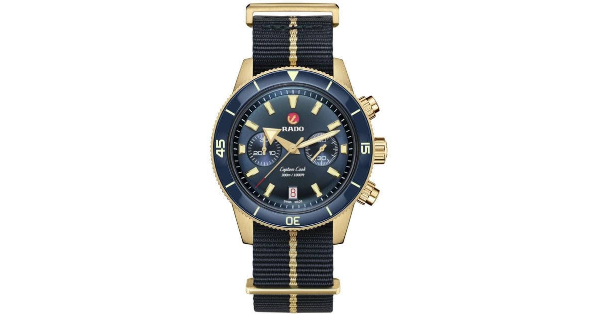Rado Swiss Automatic Chronograph Captain Cook Blue Nato Strap Watch ...