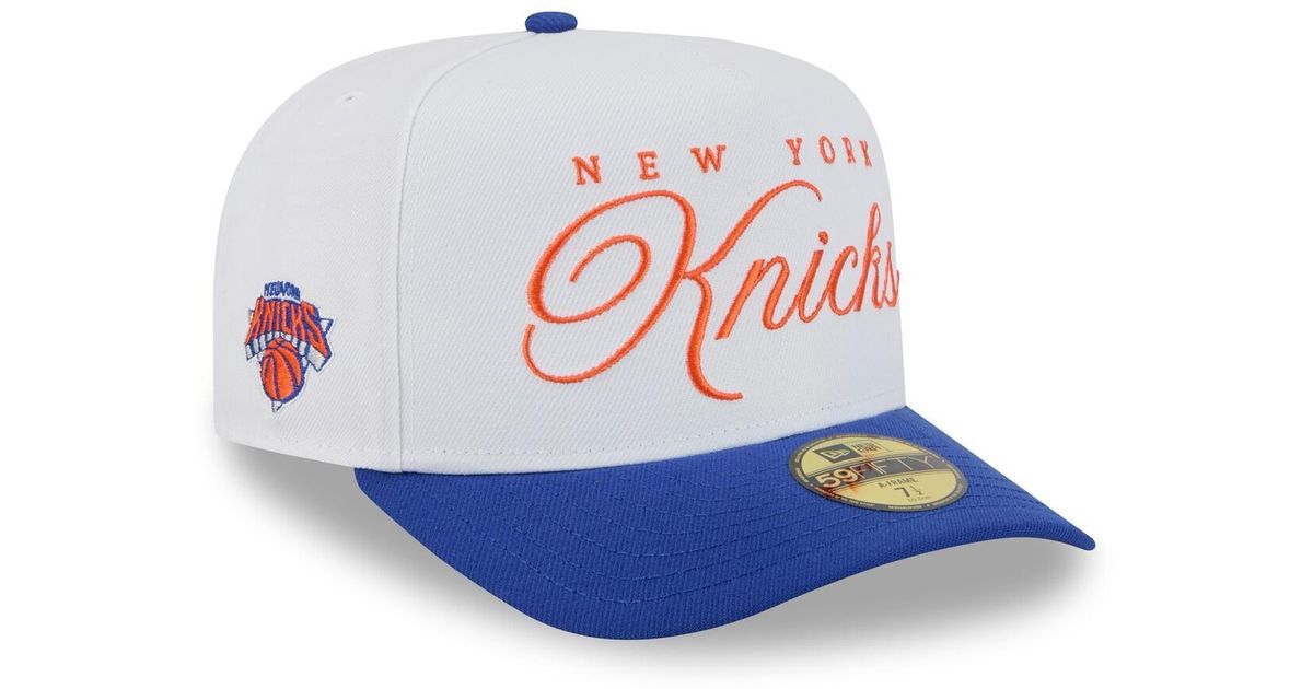 KTZ White/blue New York Knicks 2025 Nba Draft A-frame 59fifty Fitted ...